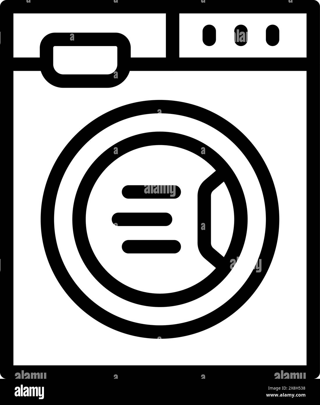 Black and white icon of a frontloading washing machine, perfect for web ...