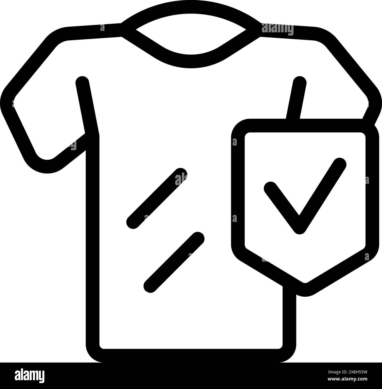 Vector outline of a tshirt with an integrated check mark shield ...