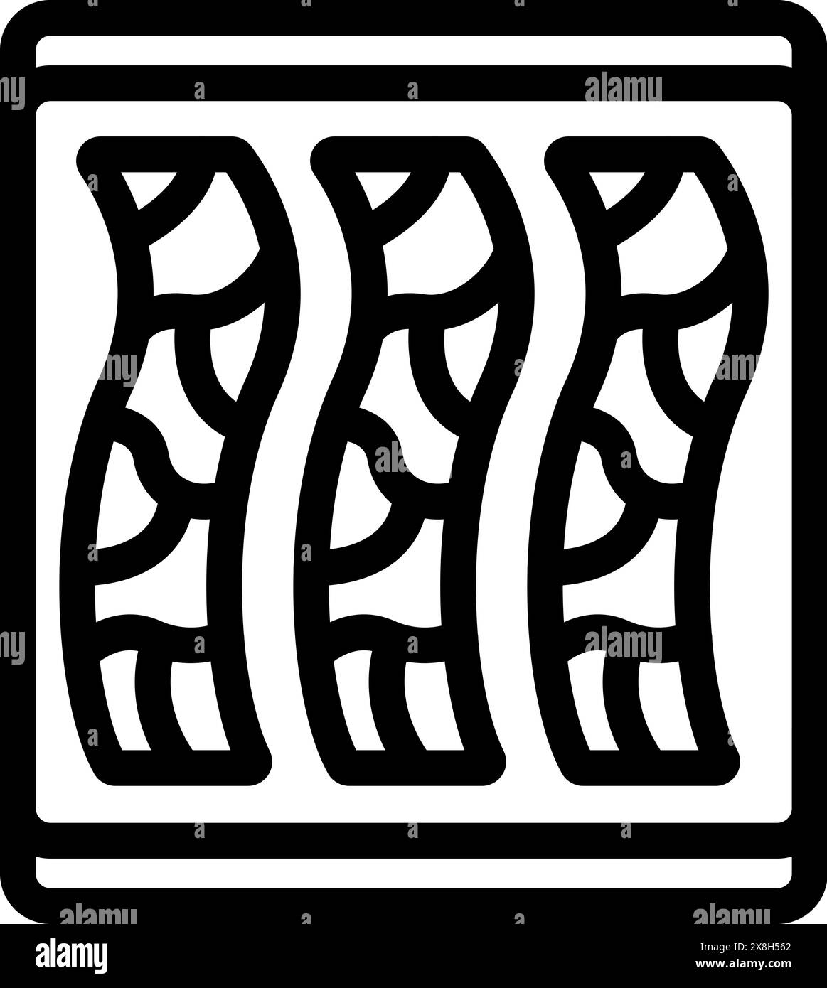 Black and white line drawing of a minimalist fish tank with abstract ...