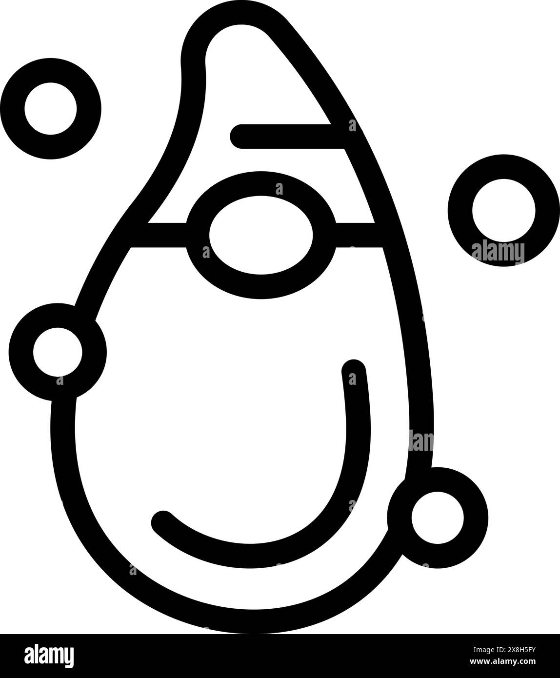 Minimalist black and white line art illustration of an abstract avocado ...