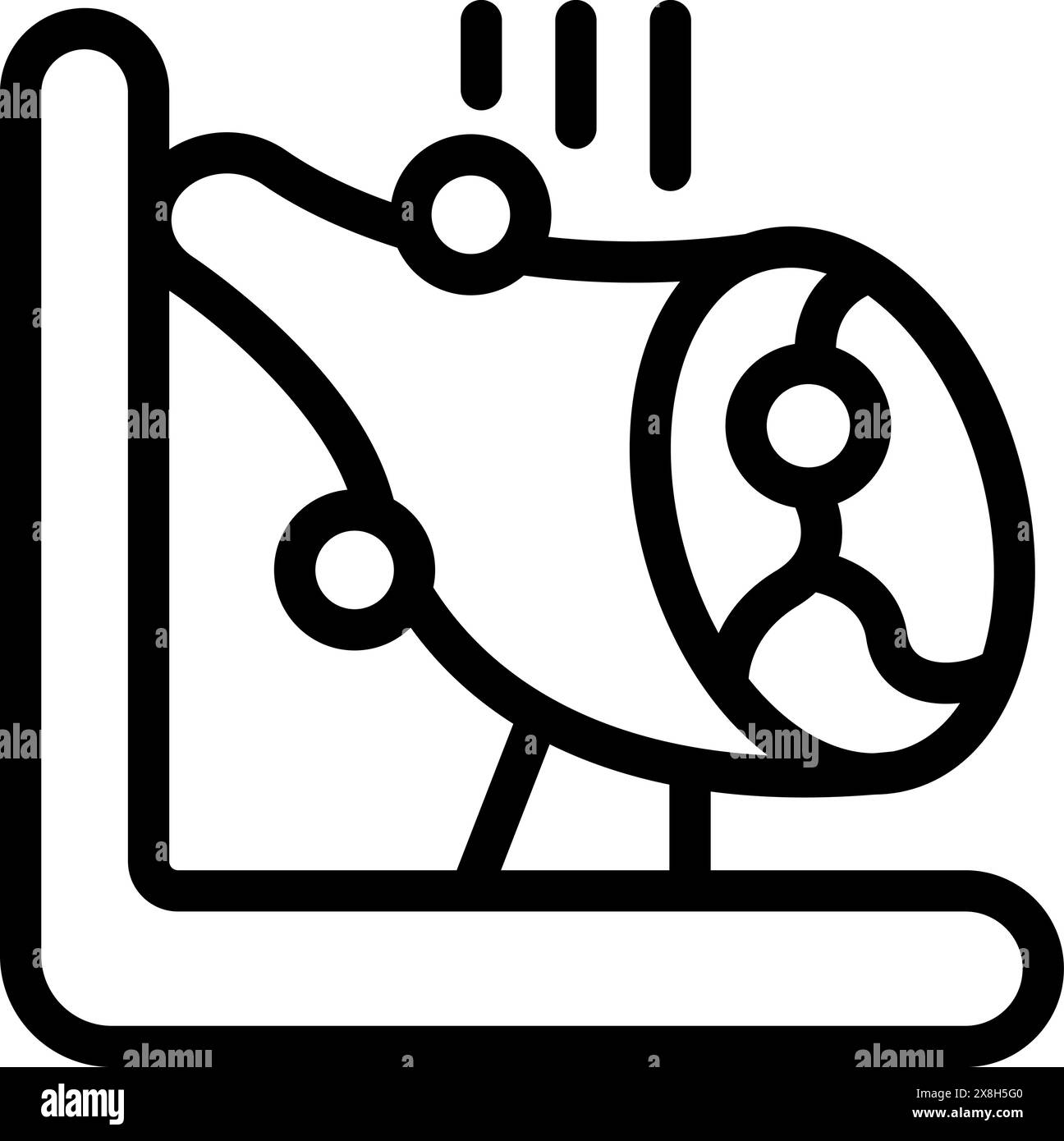 Detailed industrial spotlight icon in black and white vector ...