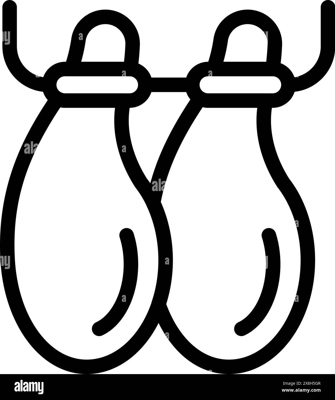 Simple vector illustration of hanging boxing gloves in a linear style ...