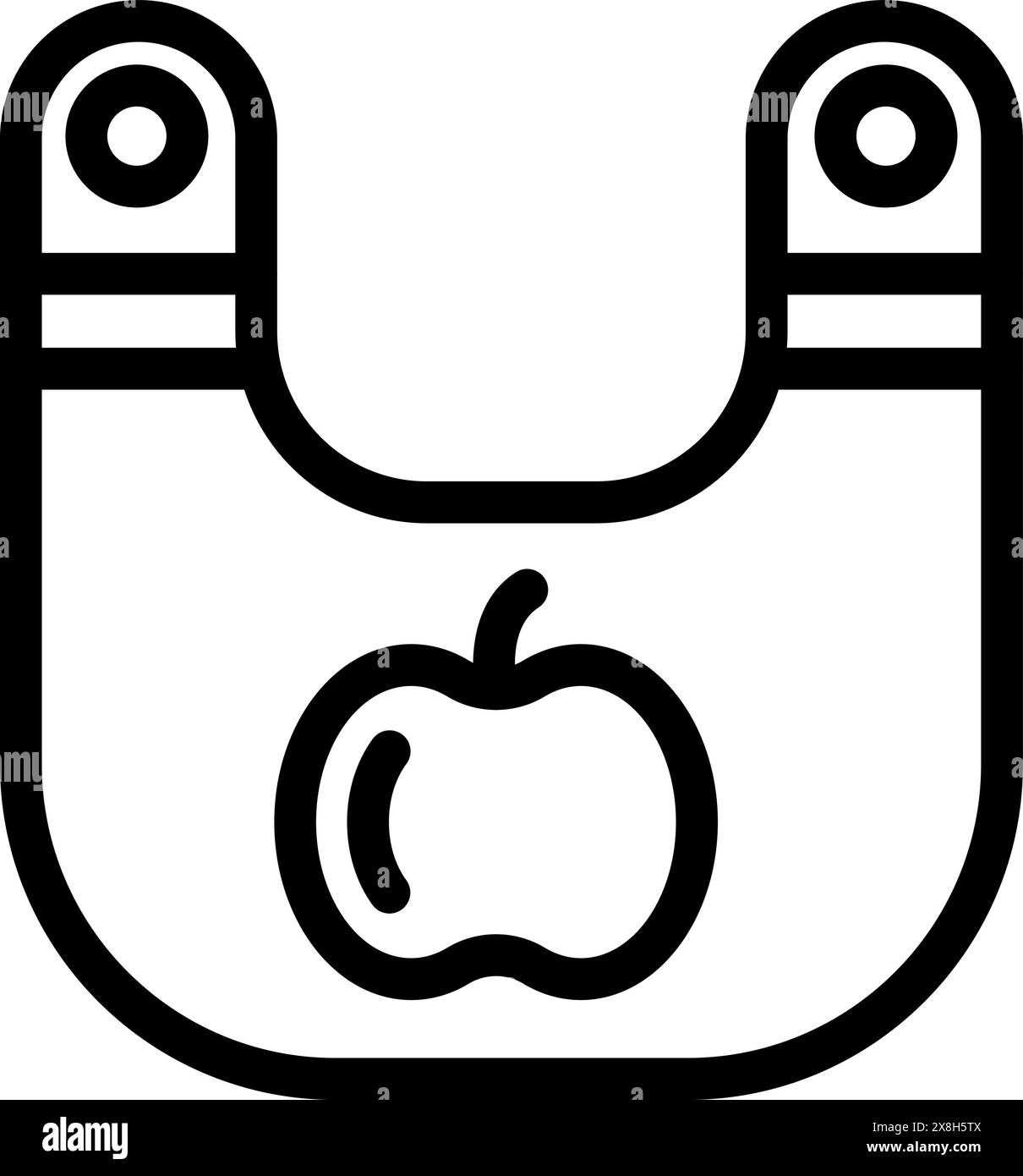 Simple line drawing of an apron with a cute apple motif, ideal for ...