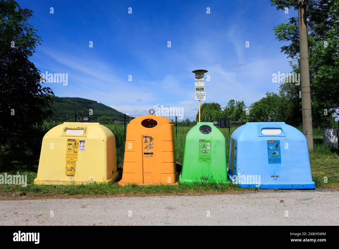 Trinec, Czech Republic - May 18, 2024: Colorful container and dustin ...