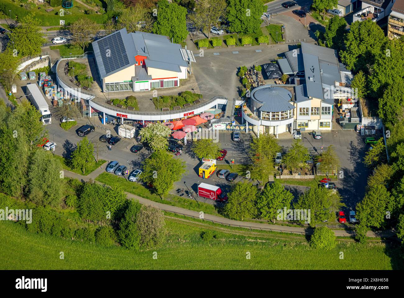 Luftbild, Supermarkt REWE Symalla, Westende, Herdecke, Ruhrgebiet ...