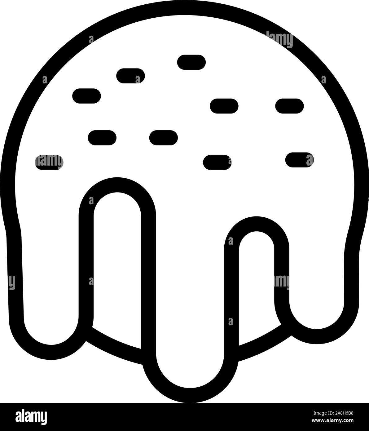 Simple line art icon depicting a melting or dripping sweet treat, ideal ...