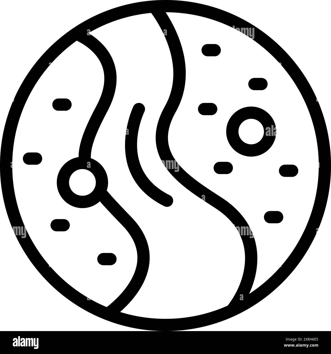 Simple line art vector illustration of a donut with black outlines on a ...