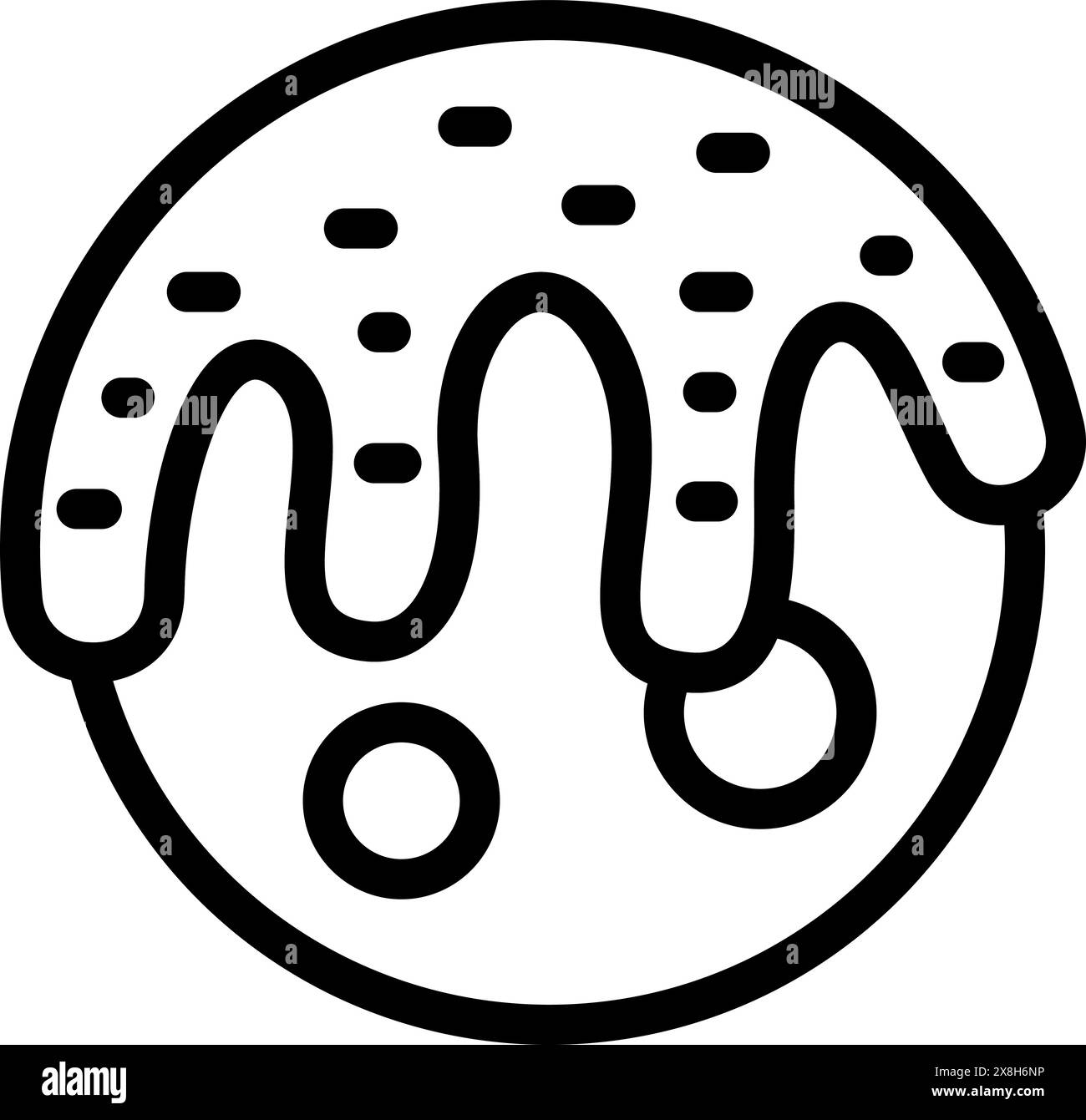Simplistic line drawing of a glazed doughnut in black and white Stock ...