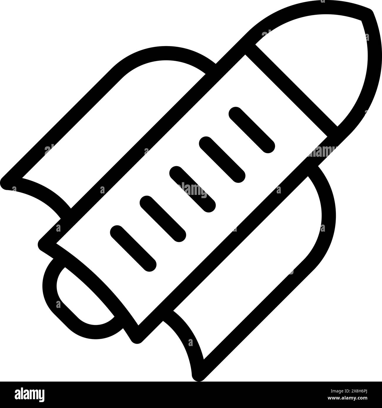 Simplified vector illustration of a space rocket icon on a white ...