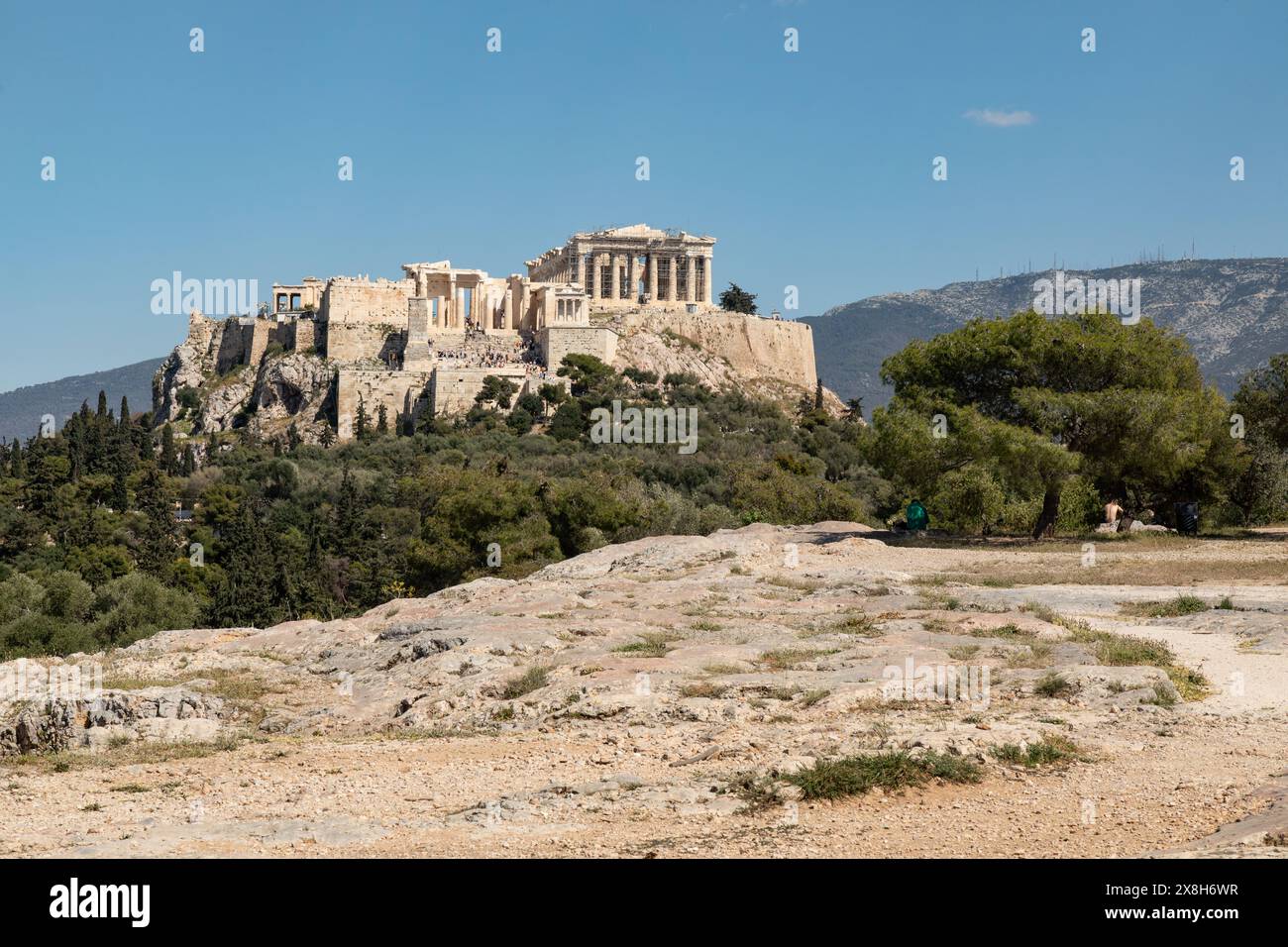 The Parthenon and Acropolis photographed from Pynx Hill, Athens, Greece ...