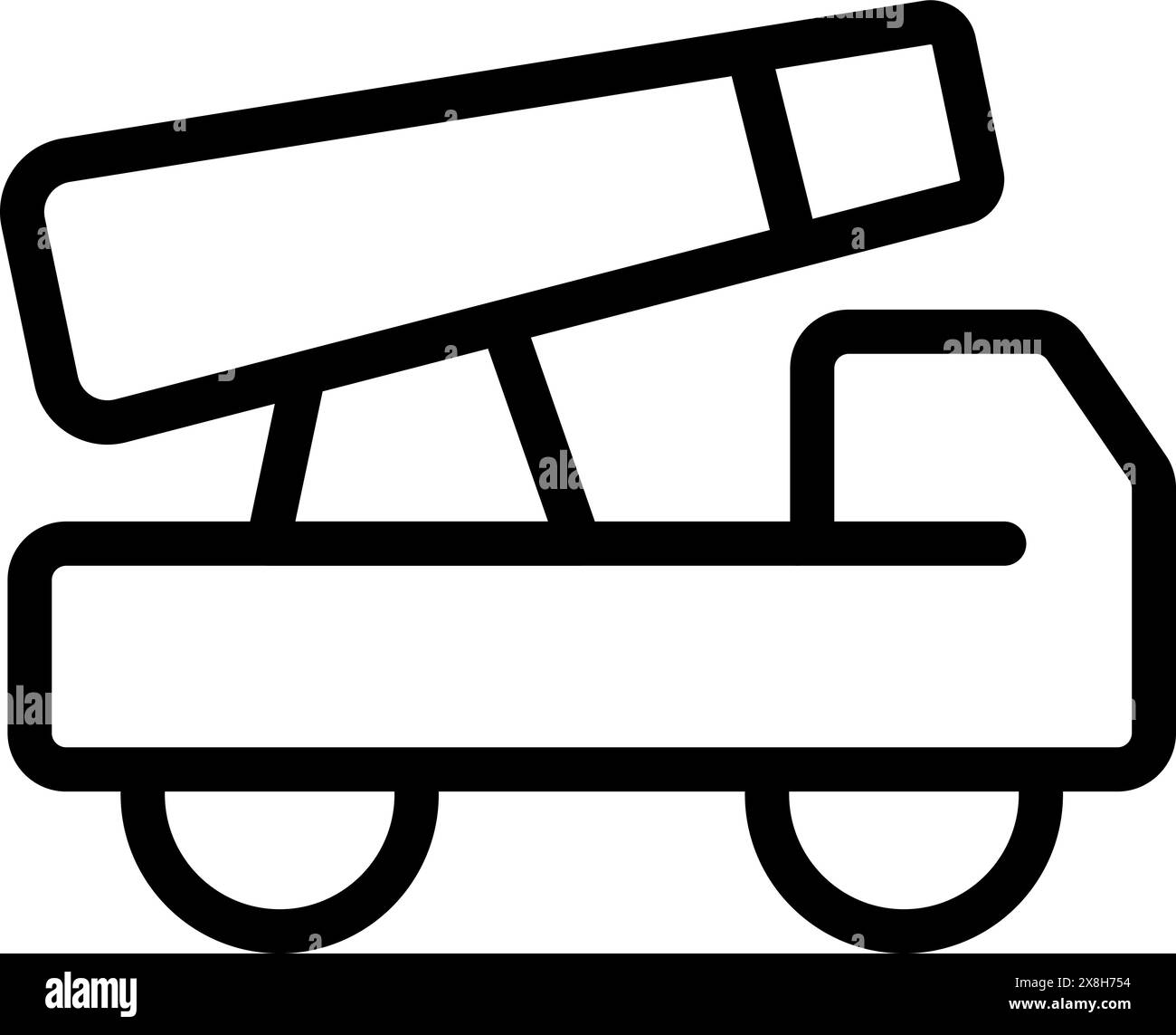 Vector illustration of a black and white mobile rocket launcher icon ...