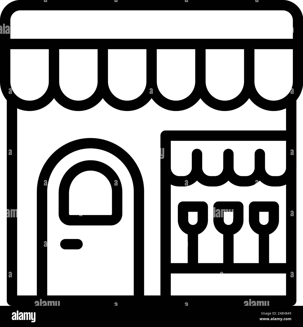 Iconic black and white line drawing of a classic shop facade Stock ...