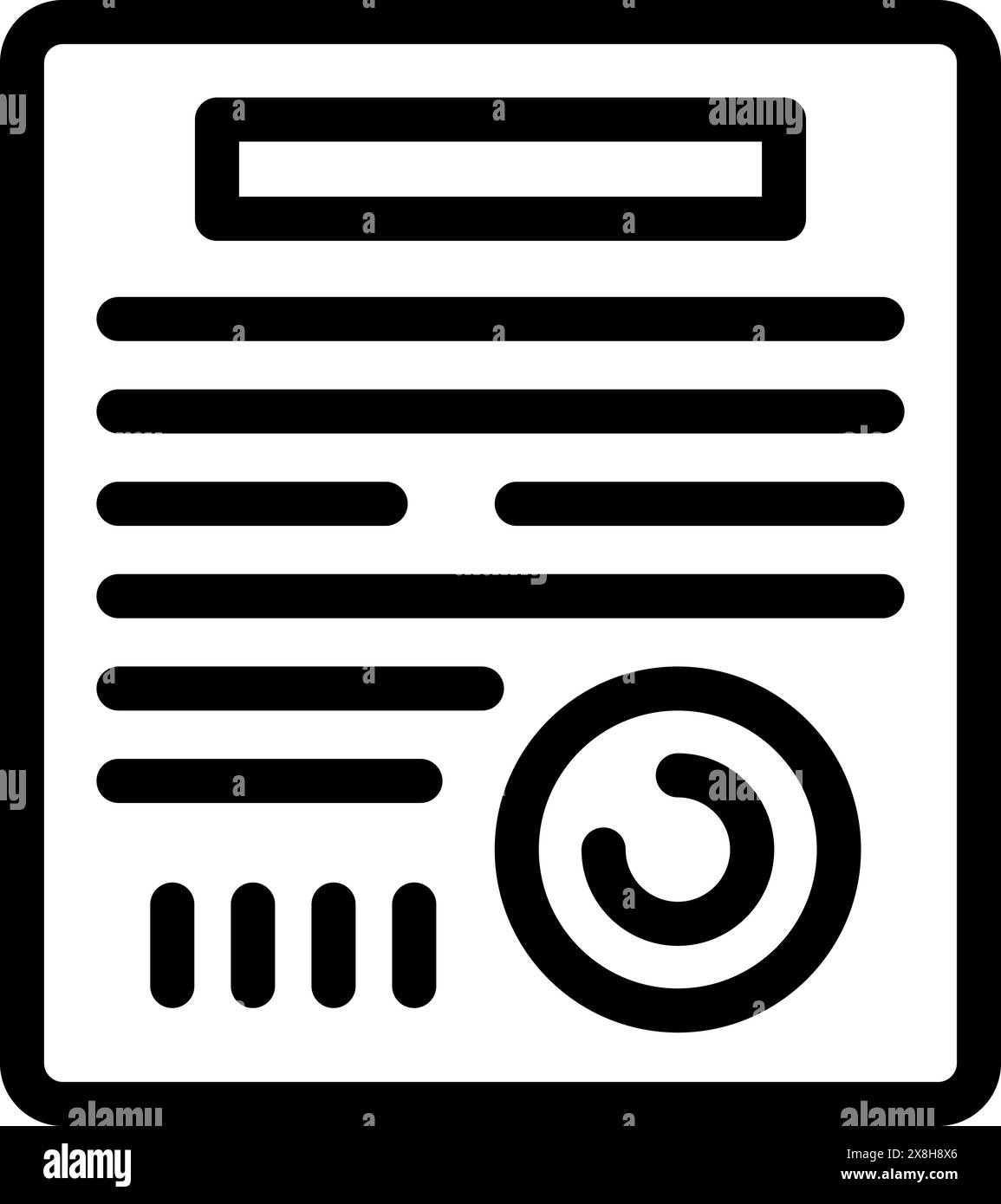 Black and white clipart depicting a document with text lines and a ...