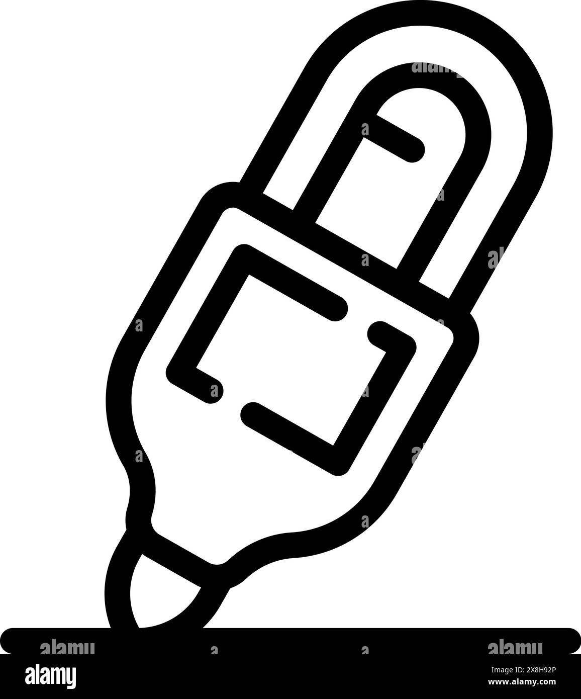 Vector illustration of a highlighter pen in a simple line art style ...