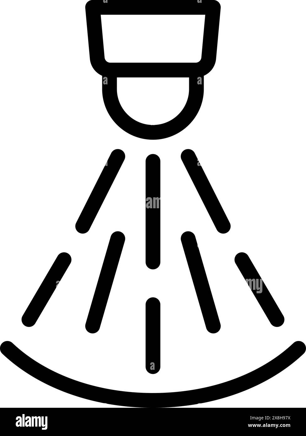 A stark black and white icon depicting a single spotlight illuminating ...