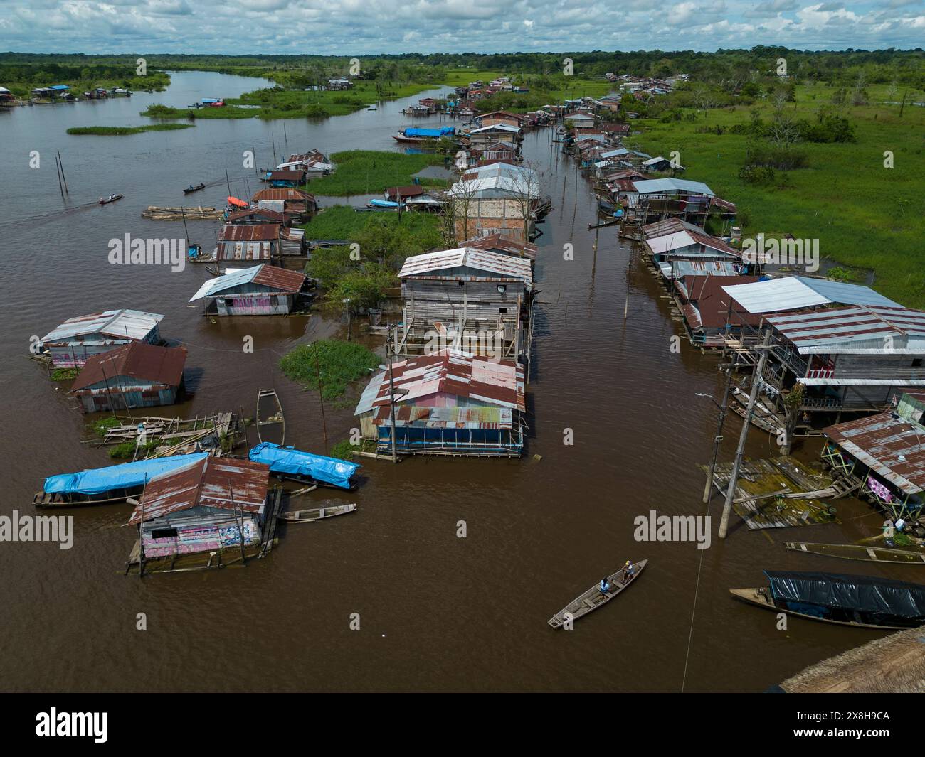 An aerial view of the Belen neighborhood of Iquitos, Peru, Saturday ...