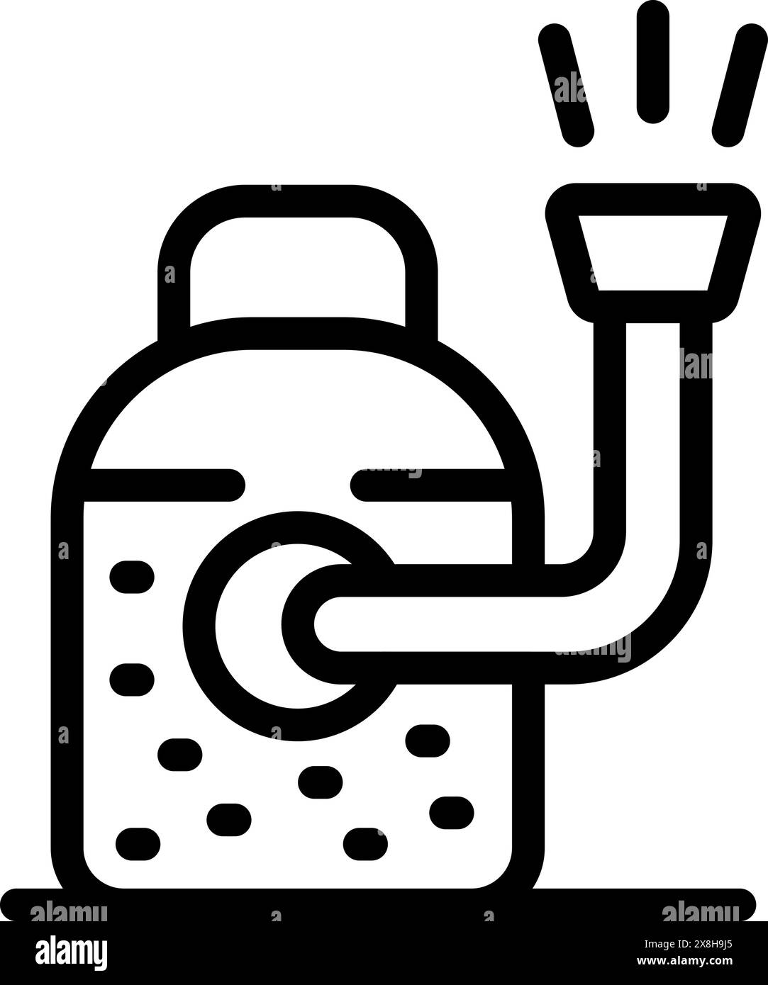 Simplified black outline of a portable spotlight, suitable for ...