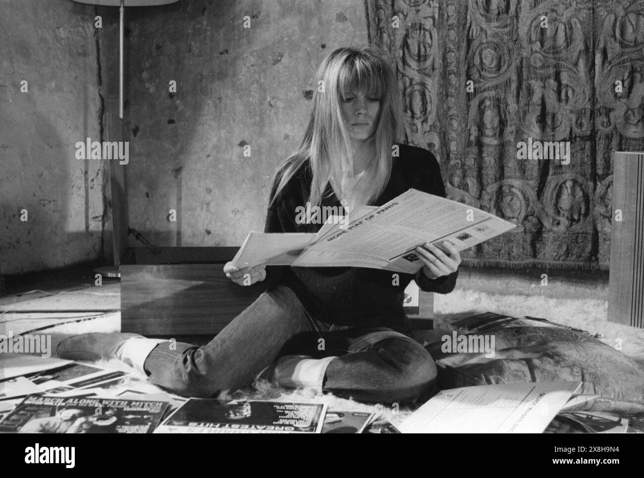 French actress FRANCOISE DORLEAC in a scene from CUL-DE-SAC 1966 ...