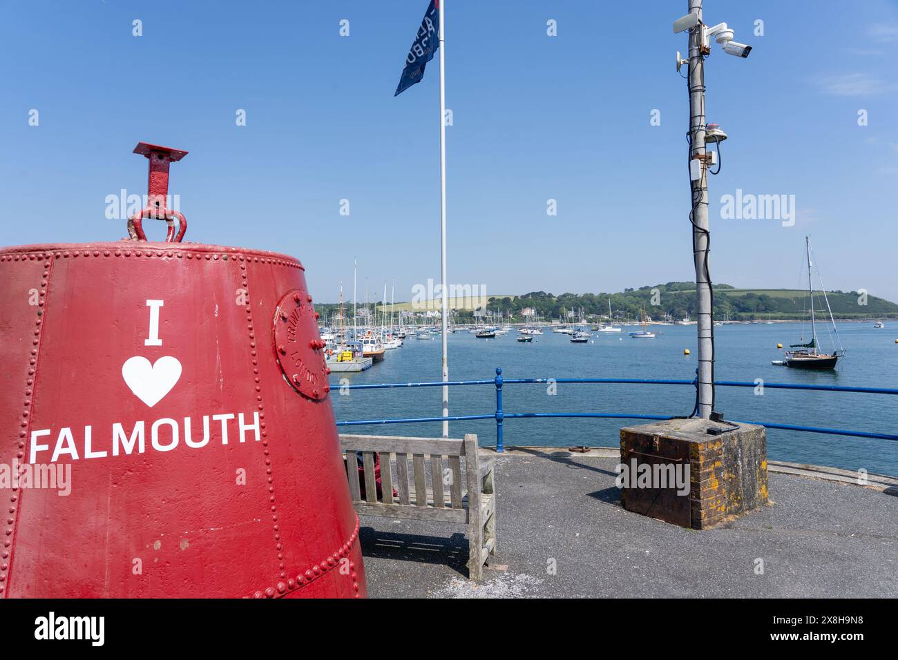 Custom House Quay and view of Flushing, Falmouth, Cornwall, UK Stock ...