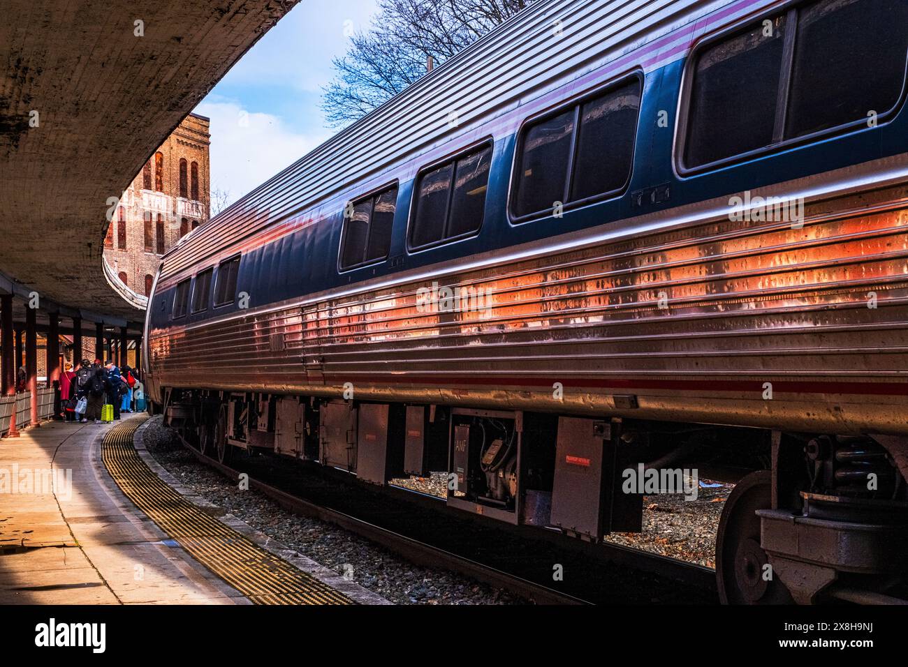 Staunton, Virginia USA - February 23, 2024: Building reflections seen ...