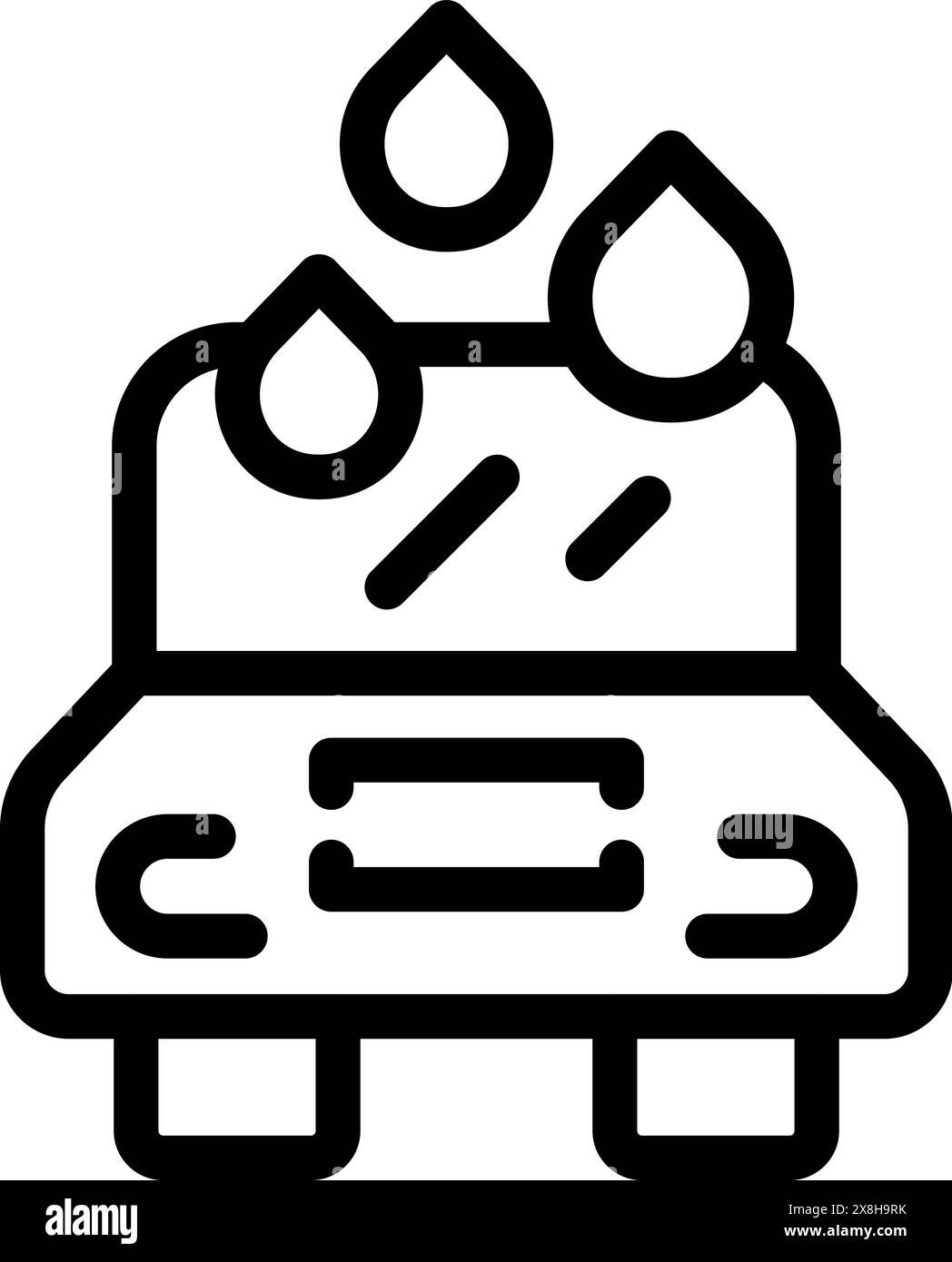 Simple black and white icon representing a car going through an ...