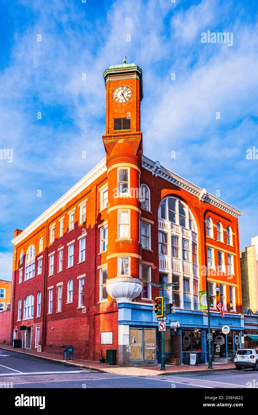 Staunton, Virginia, USA-February 23, 2024: The iconic Clock Tower ...