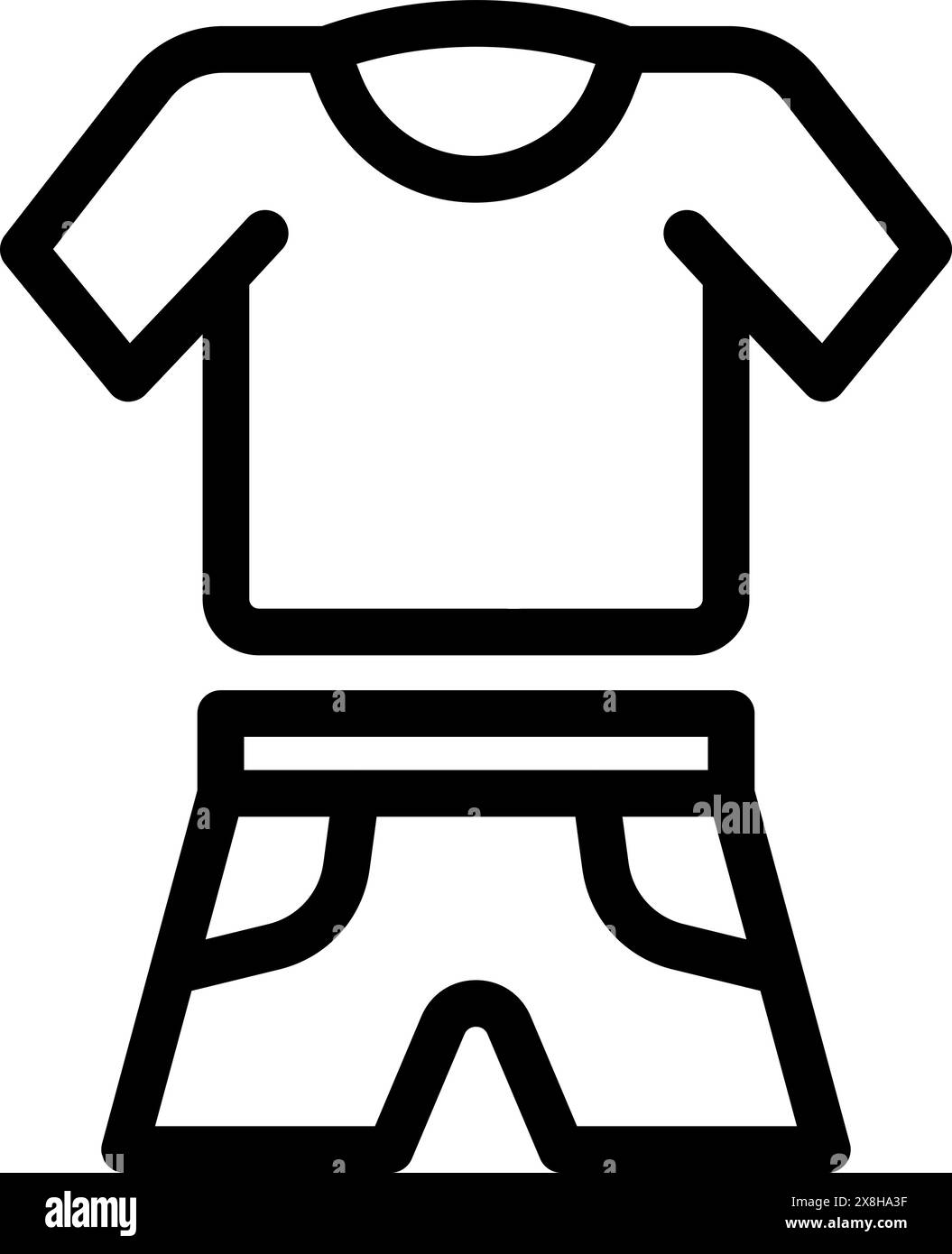 Simple black line icon representing casual clothing, a tshirt and ...