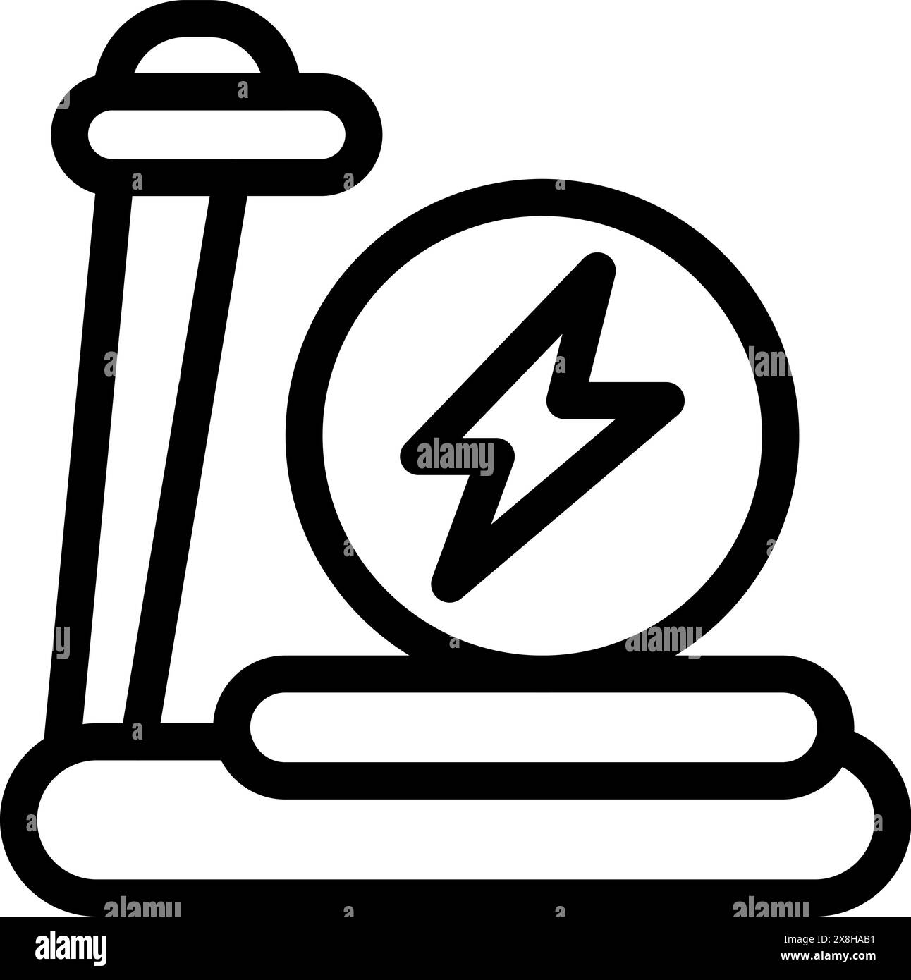 Black line illustration of an electric vehicle ev charging station icon ...