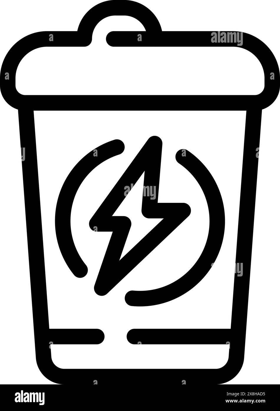 Black outline icon of a battery recycling bin with a power symbol ...