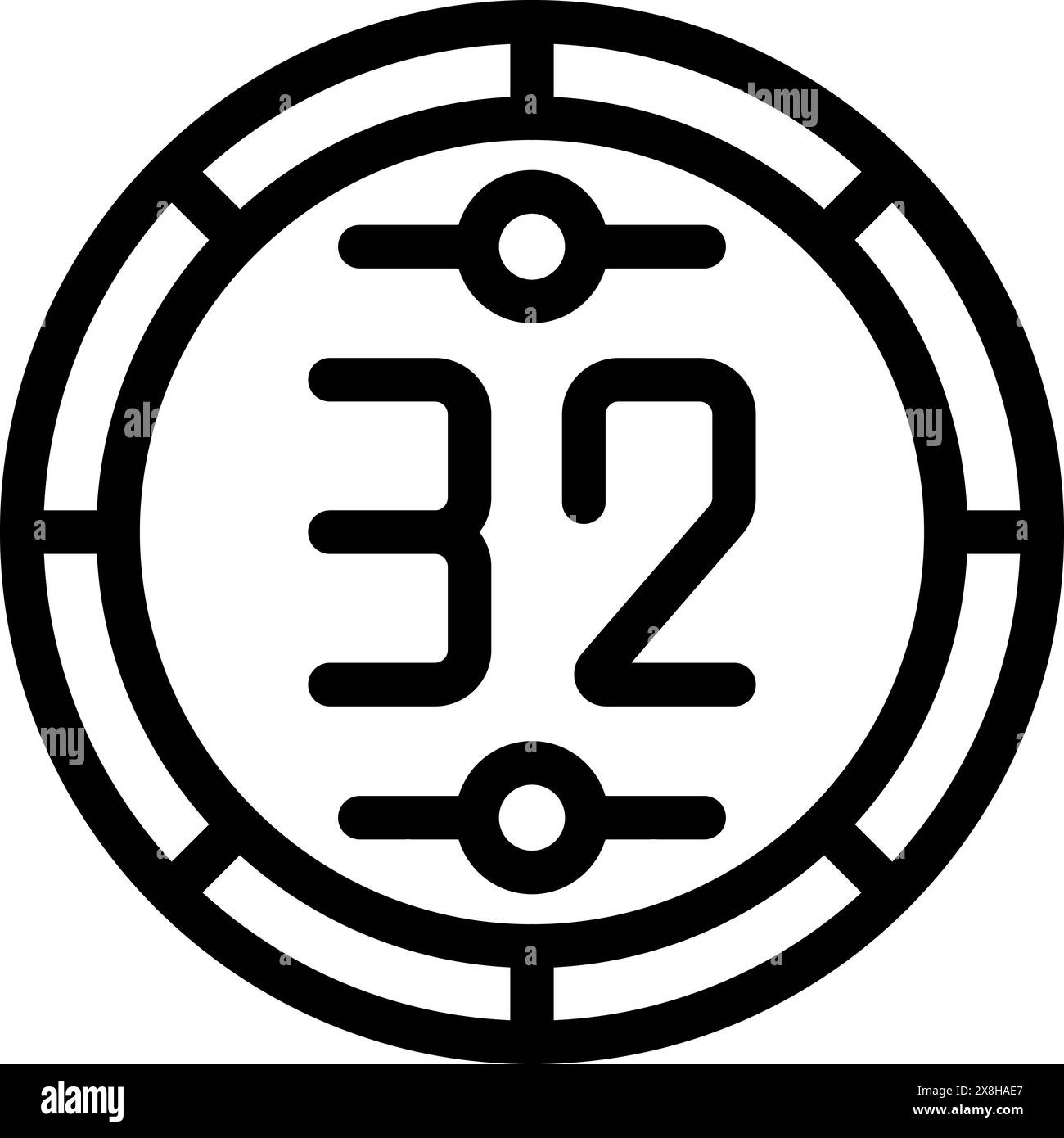 Simple black and white iconic representation of the number 32 within a ...