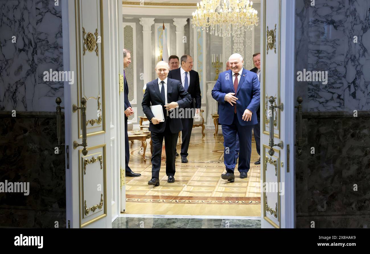 On an official visit to Belarus, Russian President Vladimir Putin meets ...
