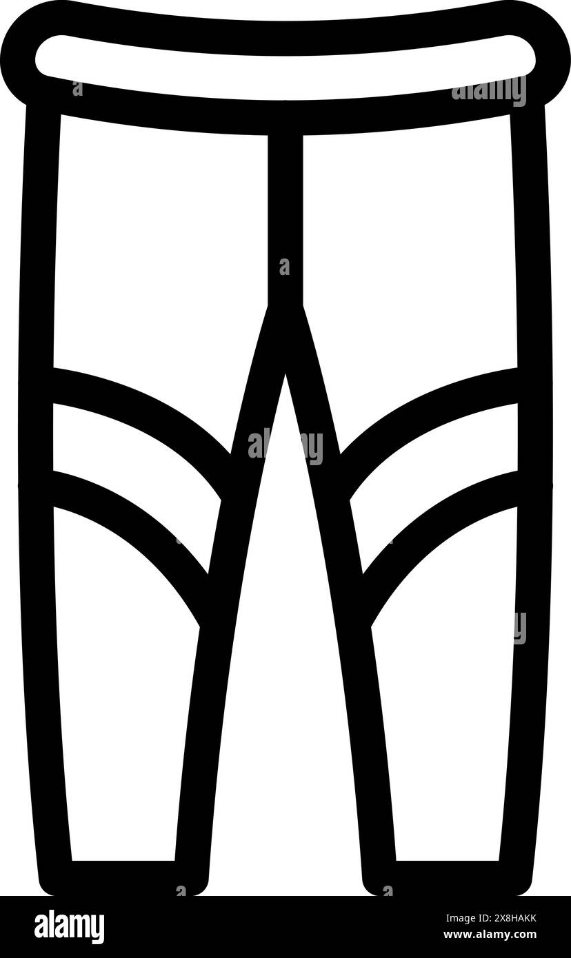 Simplified black line drawing of a pair of athletic leggings, suitable ...