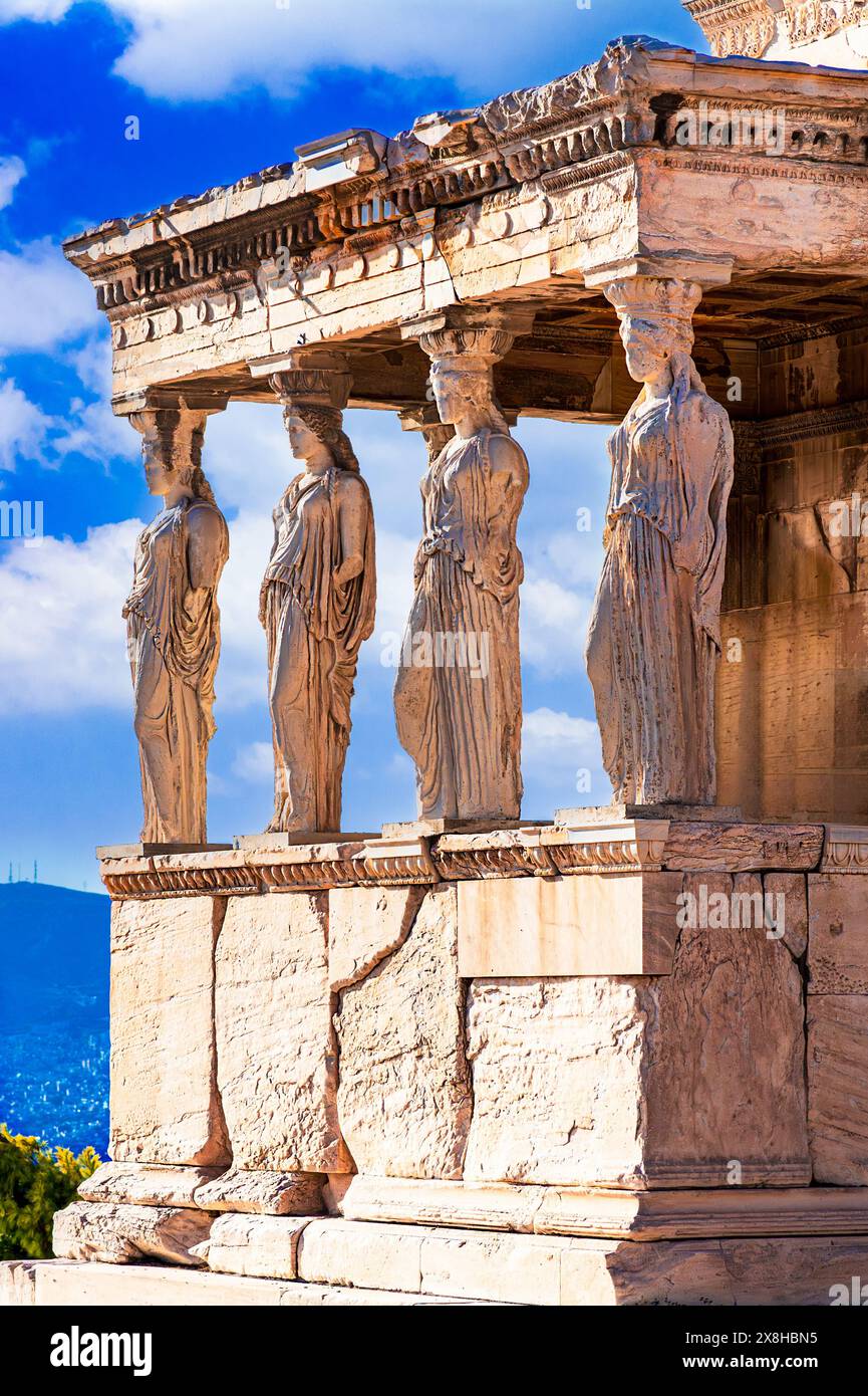 Athens, Greece: Ancient Erechtheion with Caryatid Porch on the ...