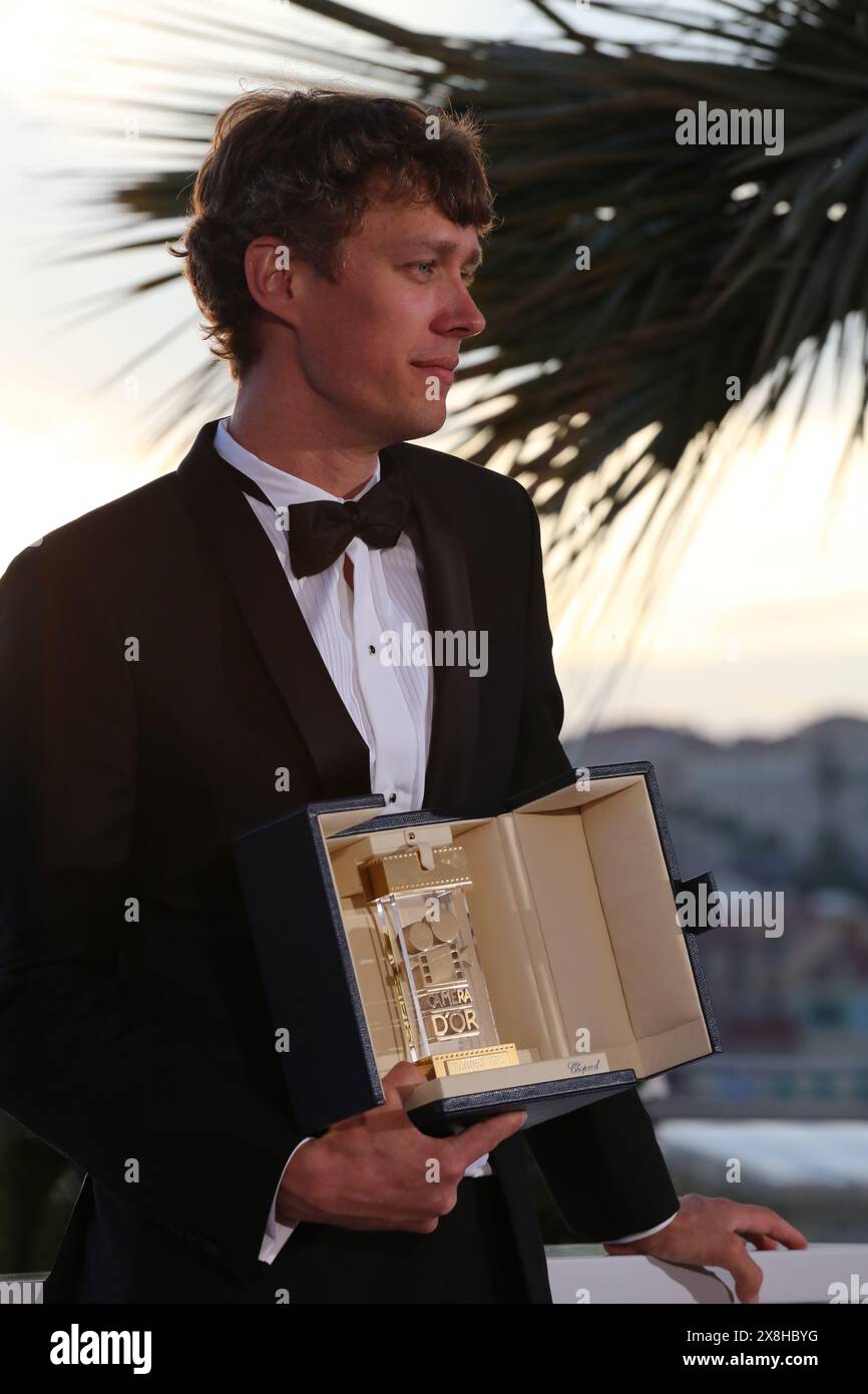 Cannes, France. 25th May, 2024. Halfdan Ullmann Tøndel awarded the ...