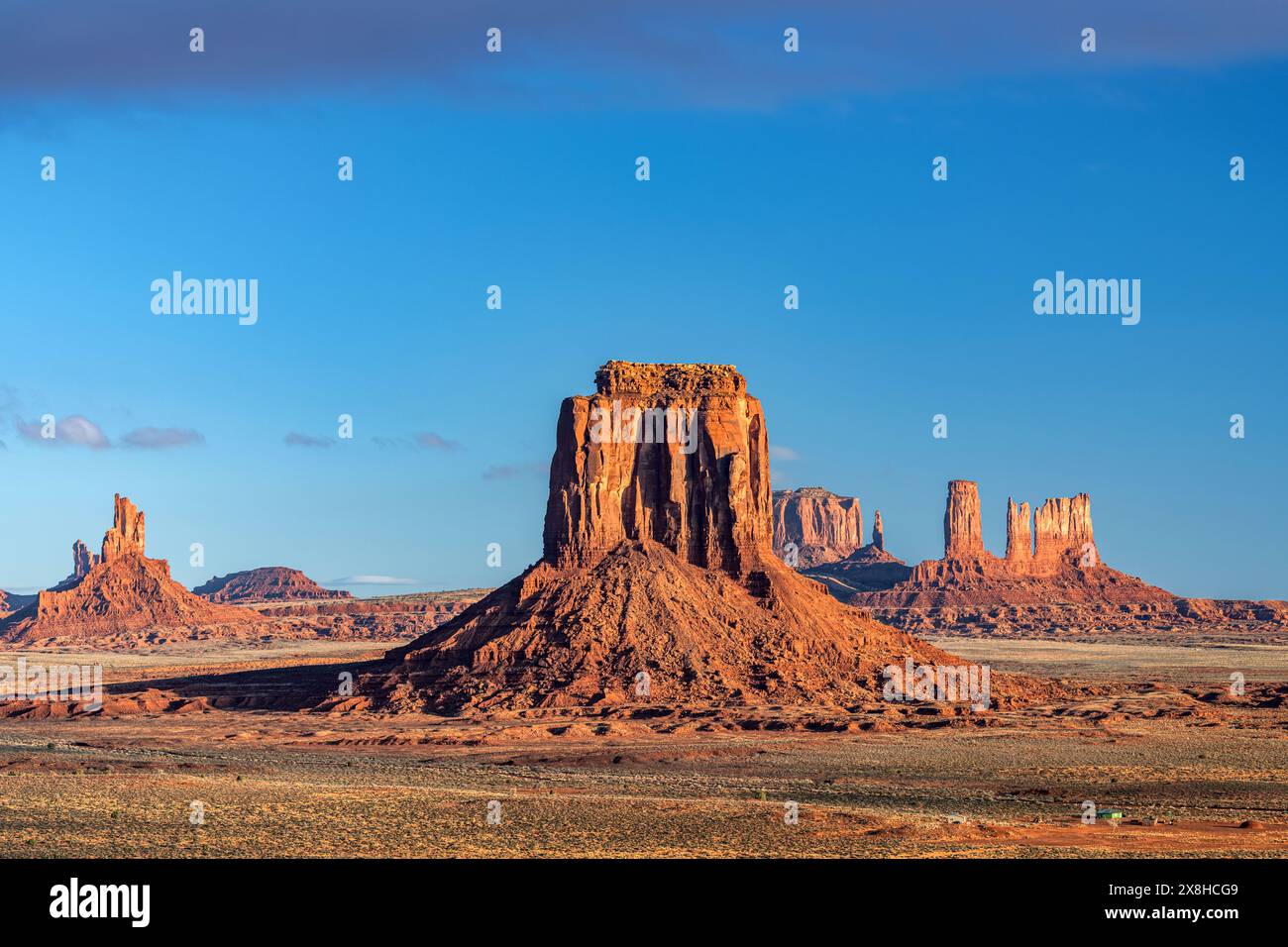 Famous Merrick Butte in Monument Valley during sunset shows the ...