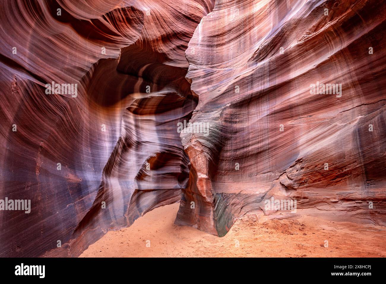 Cardiac slot canyon near Page Arizona highlights the narrow passageway ...