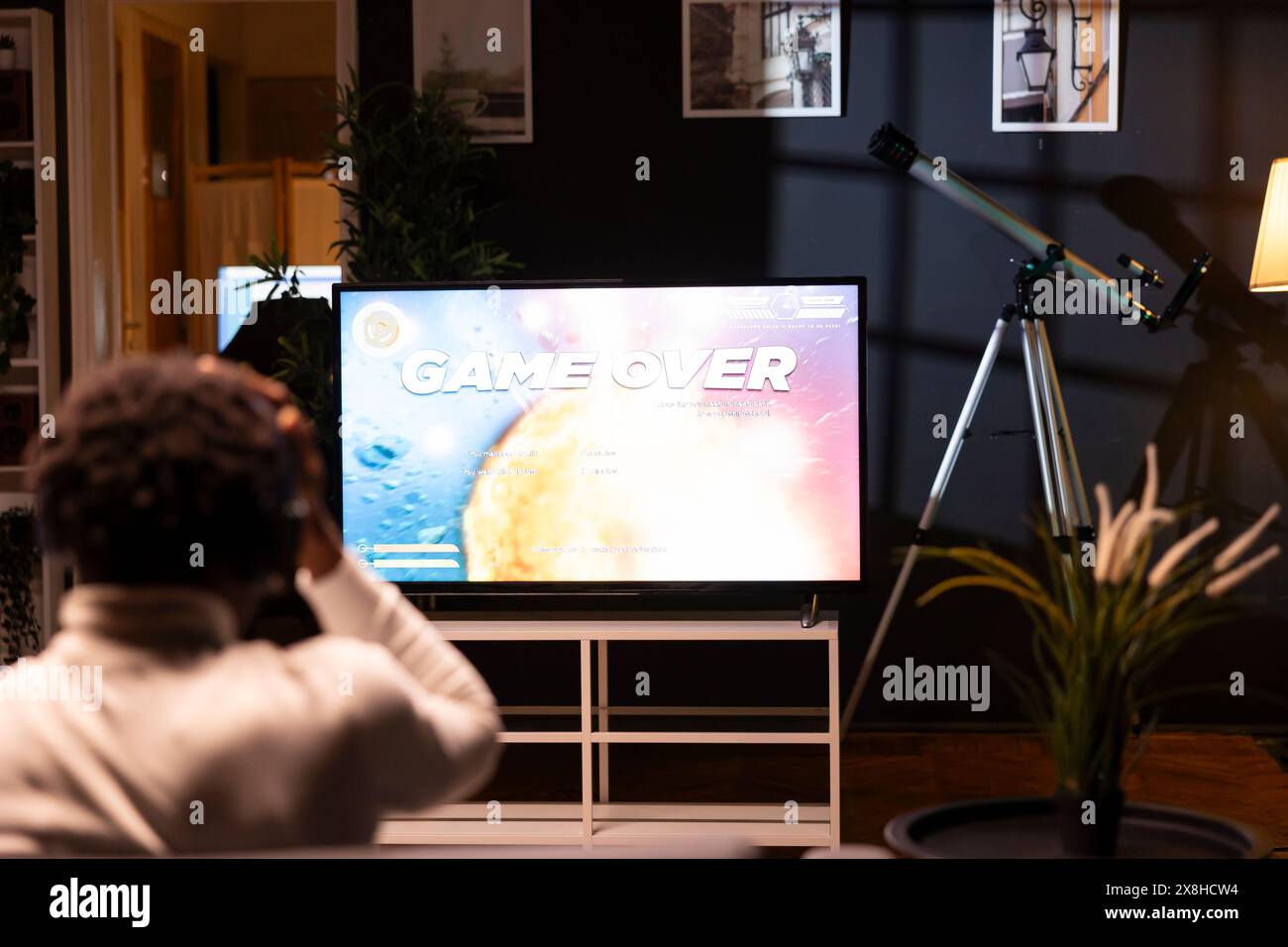 Angry man upset after losing SF game on gaming console, feeling annoyed ...