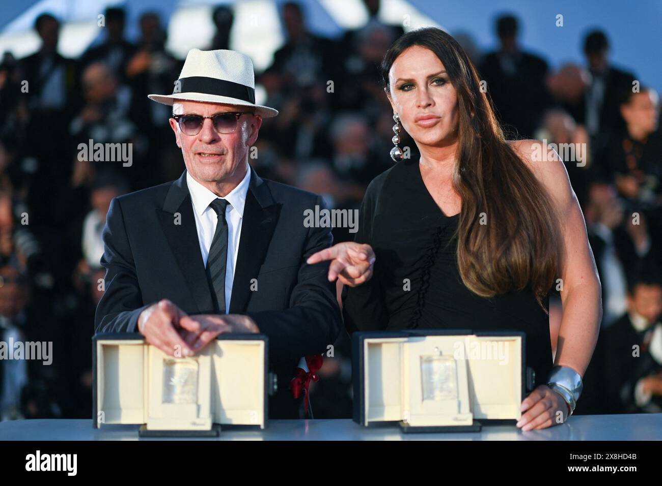 Jacques Audiard poses with the 'Jury Prize' Award for 'Emilia Perez ...