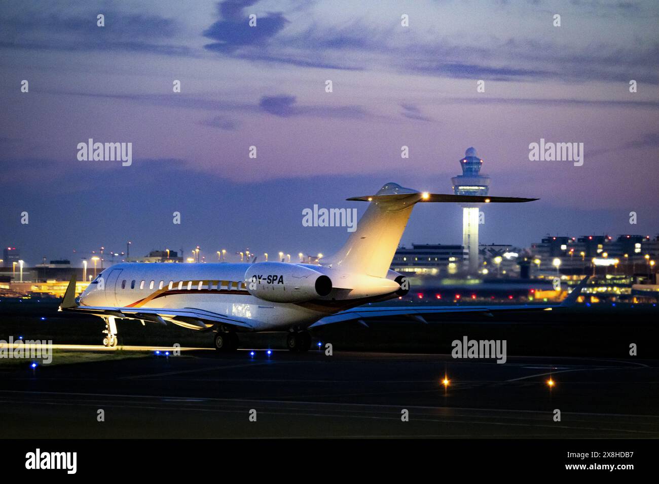 SCHIPHOL - A private plane departs from Schiphol East. After her ...