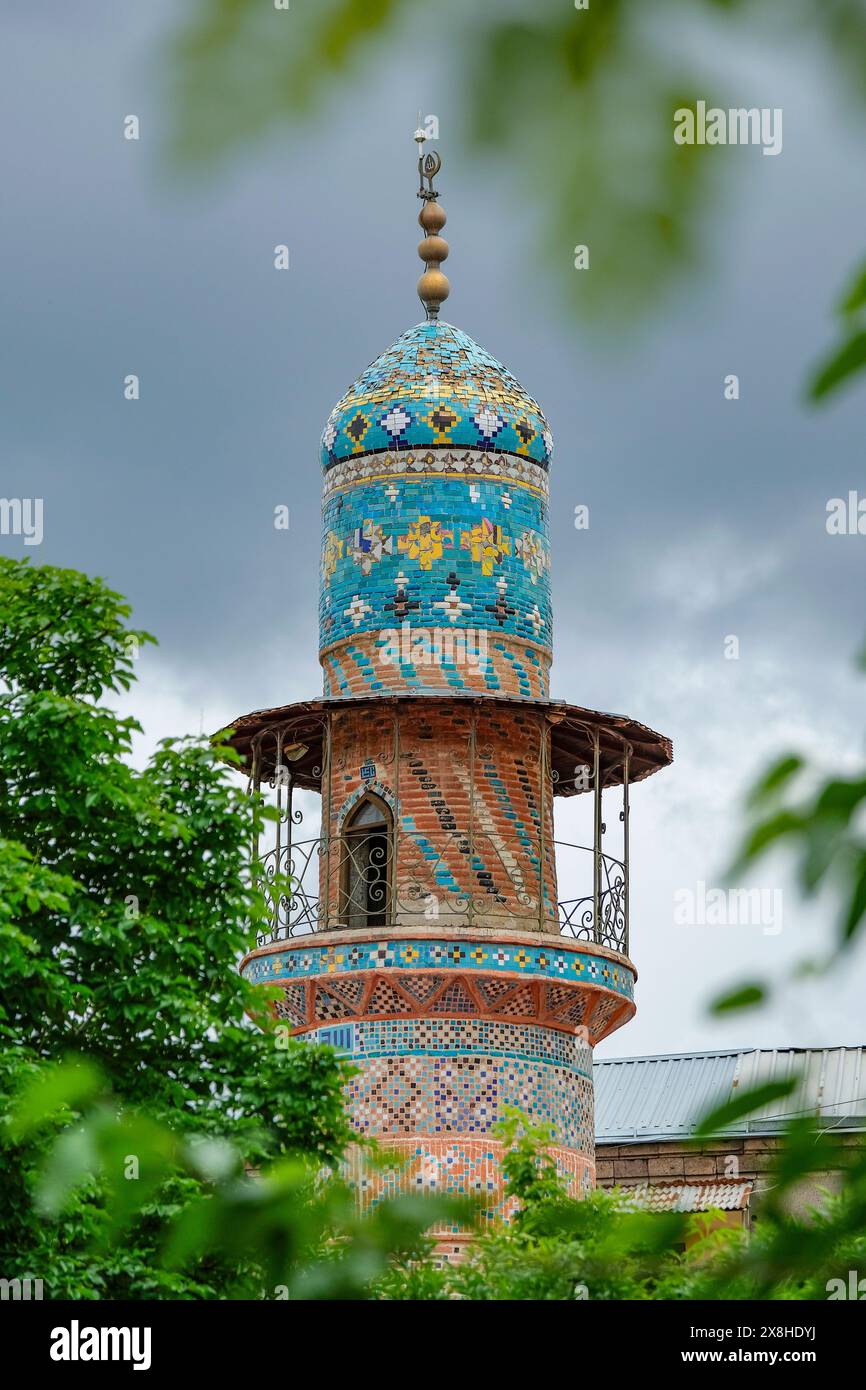 Yerevan, Armenia - May 14, 2024: Minaret of the Blue Mosque is an 18th ...