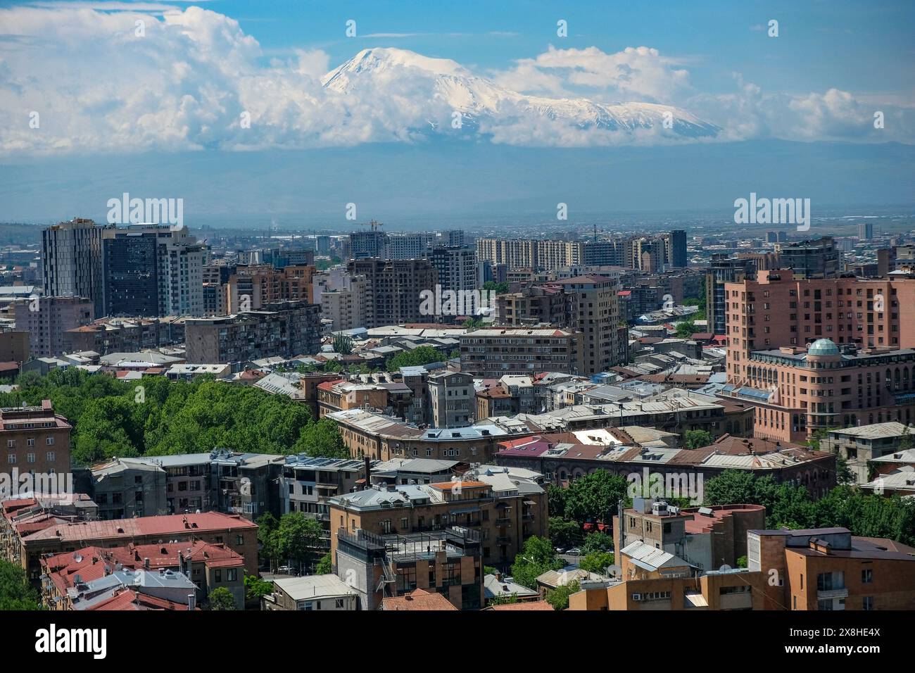 Yerevan, Armenia - May 16, 2024: Views of Yerevan with Mount Ararat in ...