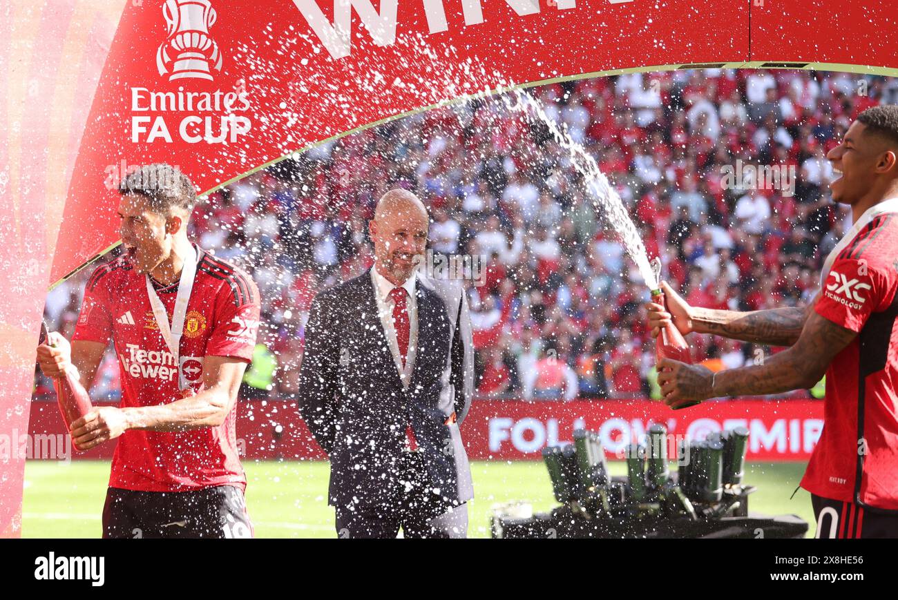 London, UK. 25th May, 2024. Erik ten Hag (Man Utd manager) watches as ...