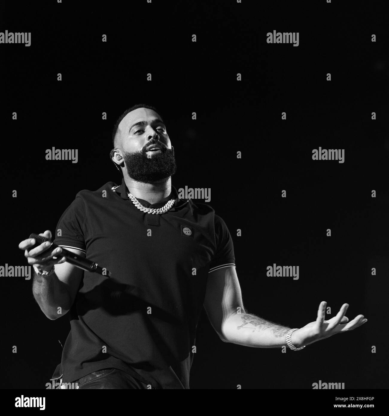 Puerto Rican singer Eladio Carrion performs on stage during Sol Maria ...