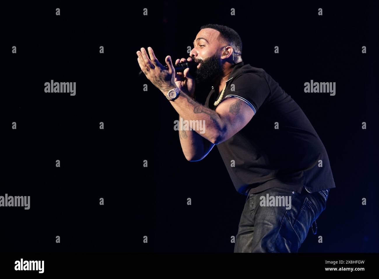 Puerto Rican singer Eladio Carrion performs on stage during Sol Maria ...