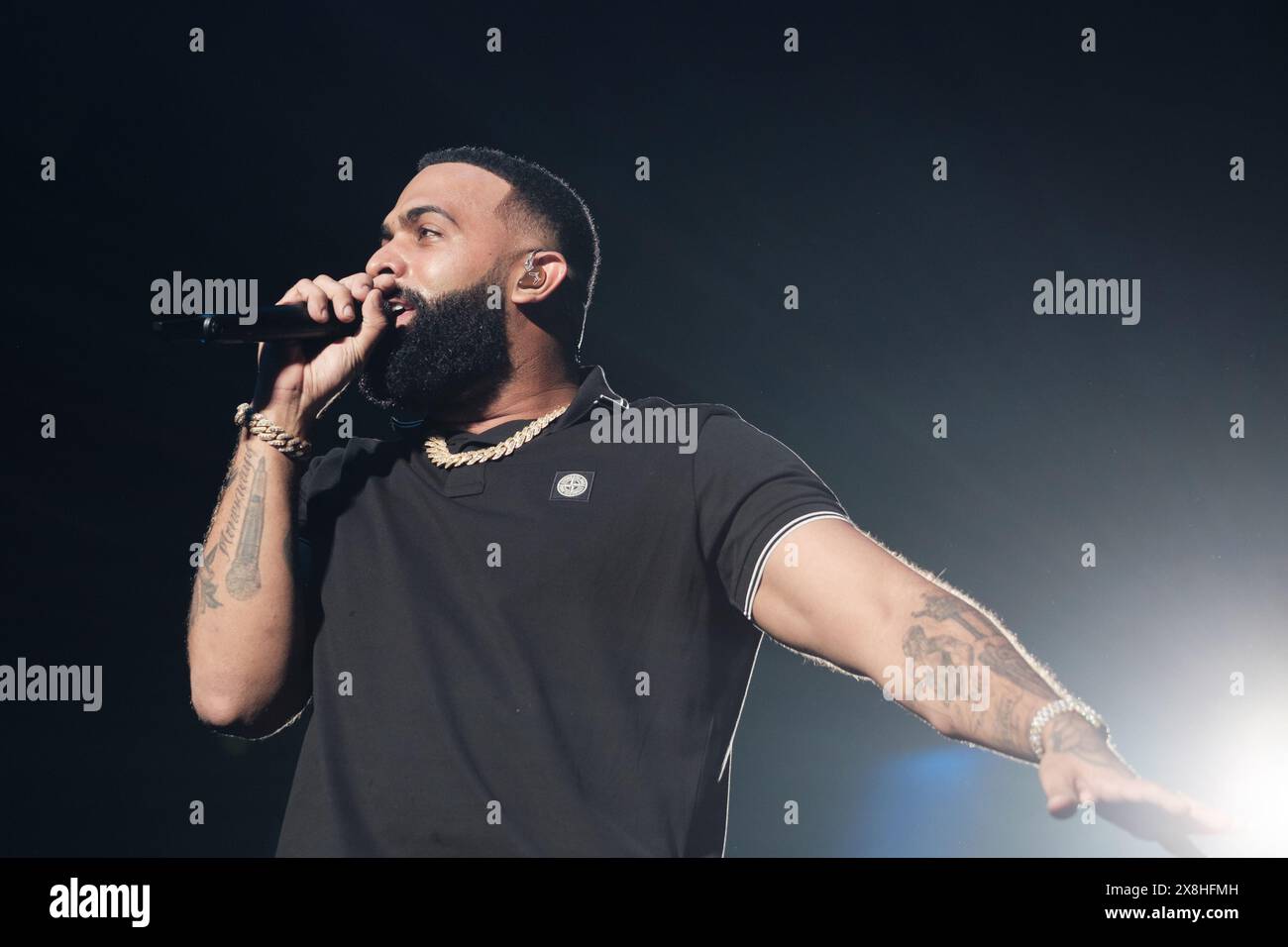 Puerto Rican singer Eladio Carrion performs on stage during Sol Maria ...