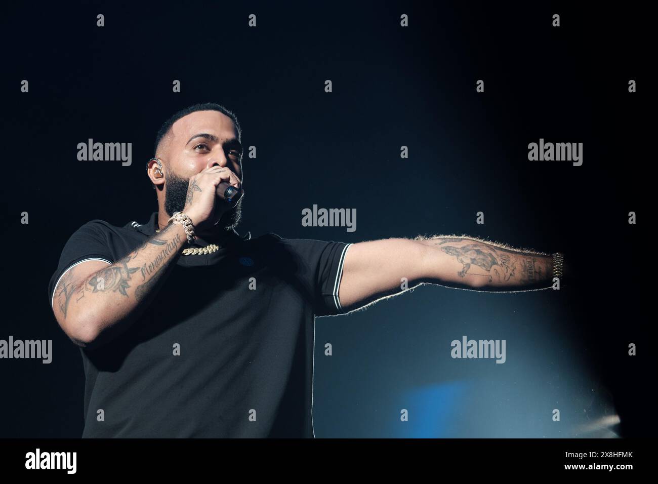 Puerto Rican singer Eladio Carrion performs on stage during Sol Maria ...