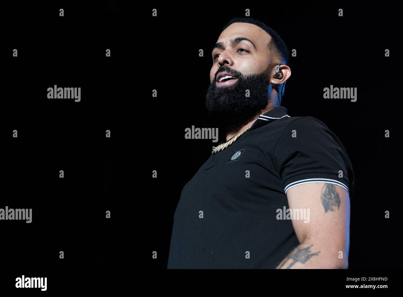 Puerto Rican singer Eladio Carrion performs on stage during Sol Maria ...