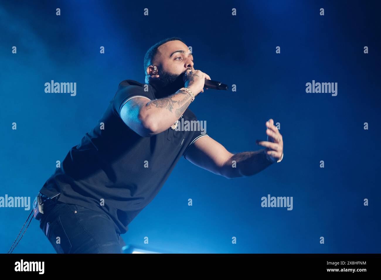 Puerto Rican singer Eladio Carrion performs on stage during Sol Maria ...