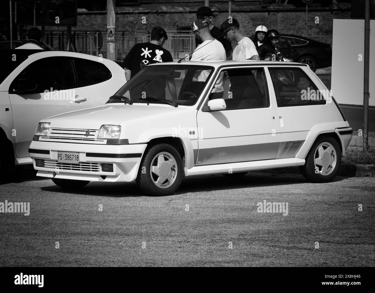 pesaro, Italy - mag. 18 - 2024: vintage RENAUT 5 TURBO Sport at a rally ...
