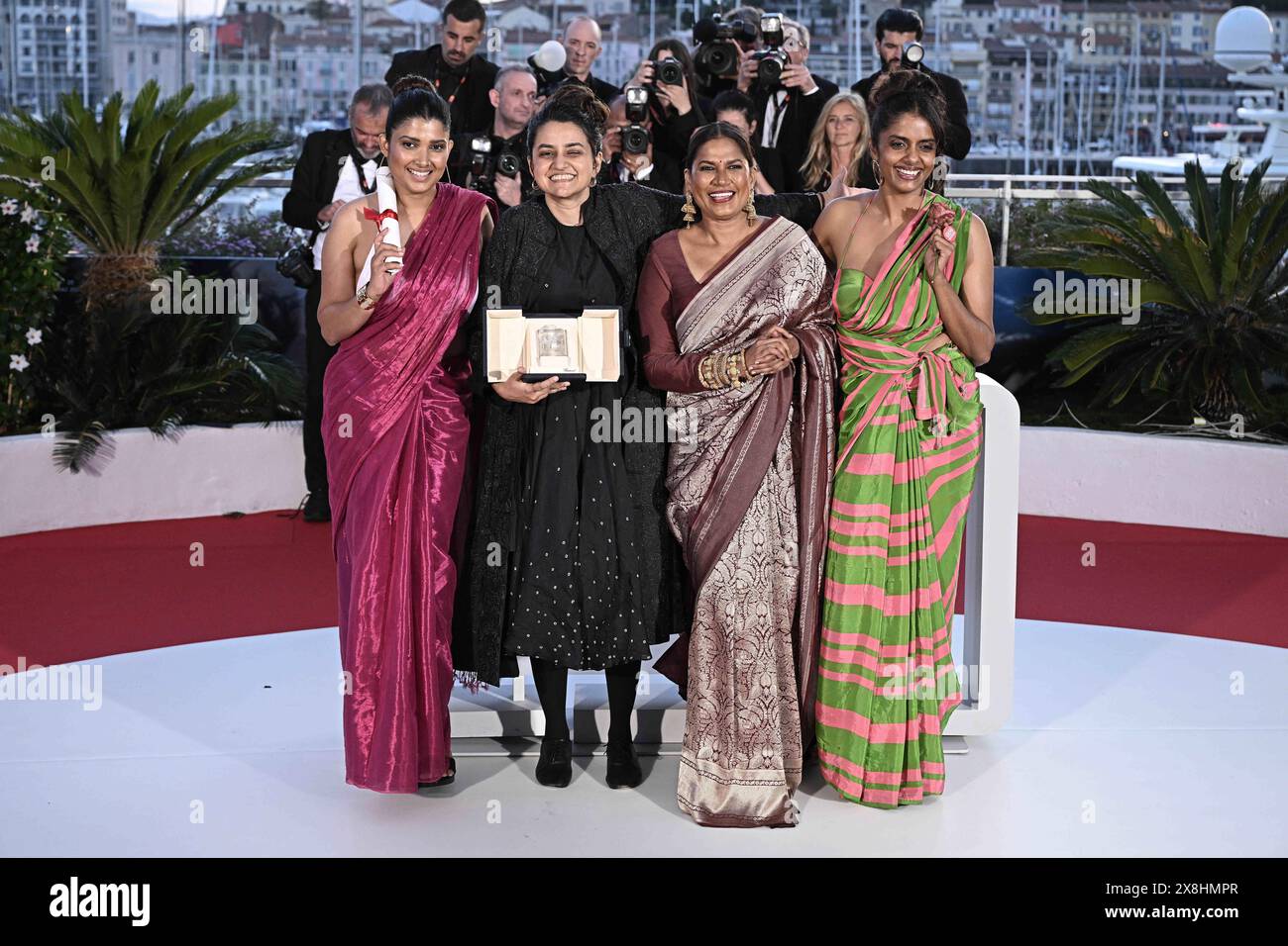 Divya Prabha, Payal Kapadia, Chhaya Kadam and Kani Kusruti pose with ...